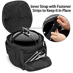 SAMDEW Portable Grill Carry Bag Compatible with Weber Jumbo Joe 18-Inch Charcoal Grill, Grill Cover Compatible with Jumbo Joe 18-in Portable Grill, with Pocket and Handle, Bag Only (Patented Design)