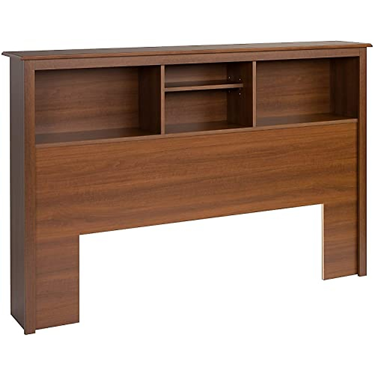 BOWERY HILL Country Style Freestanding Full/Queen Wood Bookcase Bed Headboard and Cabinet Storage in Cherry