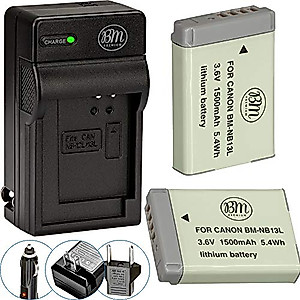 BM Premium 2-Pack of NB-13L Batteries and Charger Kit for Canon PowerShot SX740 HS, G1 X Mark III, G5 X, G5 X Mark II, G7 X, G7 X Mark II, G7 X Mark III, G9 X, G9 X Mark II, SX620 HS, SX720 HS Cameras