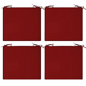 Cozyide Outdoor Chair Cushions, Waterproof Patio Seat Cushions with Adjustable Straps, Square Corner Patio Chair Cushions for Garden, Burgundy, 18.5x16x3 Inch (Pack of 4)