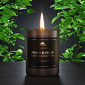 Your Majesty Cedarwood and Eucalyptus Scented Candle for Home [35 Hours Burning Time] Natural Soy Wax Candle with Essential Oils, Clean Burn Aromatherapy Candle, 5.3 Oz