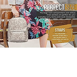 Daisy Rose Backpack Travel Bag for Work, School, Airplane Flights & Camping, PU Vegan Leather - Leopard