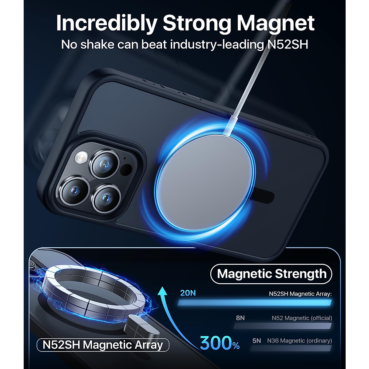 Aulofe Strong Magnetic for iPhone 15 Pro Max Case, [Compatible with MagSafe] [Military-Grade Drop Tested] Shockproof Protective Slim Translucent Matte Cover for iPhone 15 Pro Max Phone Case, Black