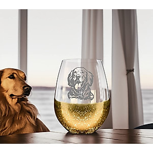 Valentines Day Gifts for Golden Retriever Dog Mom Dog Dad, Golden Retriever Dog Face Etched Gold Wine Glass