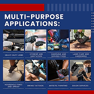 PENTAGON SAFETY EQUIPMENT Industrial Black Nitrile Gloves, Heavy Duty Disposable Gloves, Sizes (M-2XL)