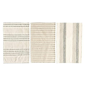 Creative Co-Op Tan & Grey Striped Cotton Tea Towels (Set of 3 Pieces)