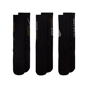 Nike Men`s Everyday Plus Graphic Cushioned Crew Socks 3 Pack (Large, Black(DD1526-010)/G_G)