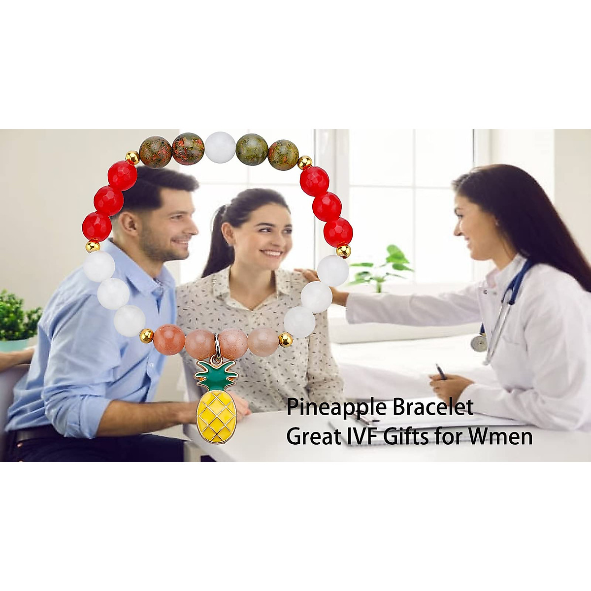 Haoze IVF Gifts for Women Infertility Pineapple Charm Bracelet Fertility Journey Bracelet Positive Pregnancy Reiki Infused Jewelry Pregnancy Gift for Her(Pineapple)