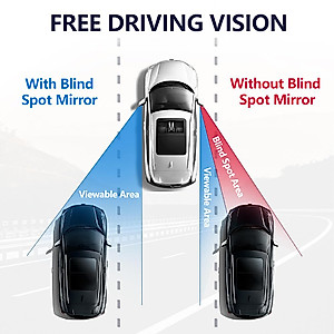 Blind Spot Mirror, Amfor HD Glass Convex Lens Frameless Adjustable Blind Spot Mirror for All Universal Vehicles Car Stick-on Design (2 PCS) (Rectangle)