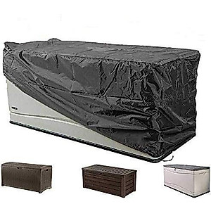 Outdoor Deck Box Cover 420D Waterproof Patio Storage Box Cover Outdoor Deck Box Ottoman Bench Cover Protects from Outdoor Rain Wind and Snow Black 48"L x 24"W x 22"D