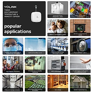 YoLink Smart Outdoor Temperature & Humidity Sensor, Hygrometer, Thermometer, 1000' Long Range, 2 Years Battery Life, Emails, Text/SMS, App Alerts, Alexa, IFTTT Integration. Hub Required!