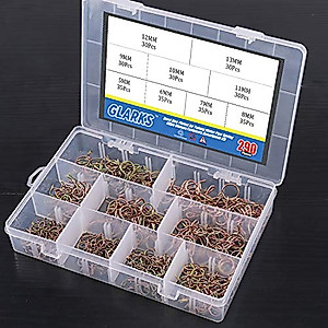 Glarks 290Pcs Fuel Line Hose Water Pipe Air Tubing Spring Clips Clamps Assortment Kit - Size 5-13MM