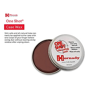 Hornady One Shot Case Sizing Wax, 2.25 Oz – Wipes Off Easily, No Sticky Residue – Straightforward Reloading, Makes Sizing Cases Smooth and No Trouble – an Alternative to Spray Lube or Lube Pads