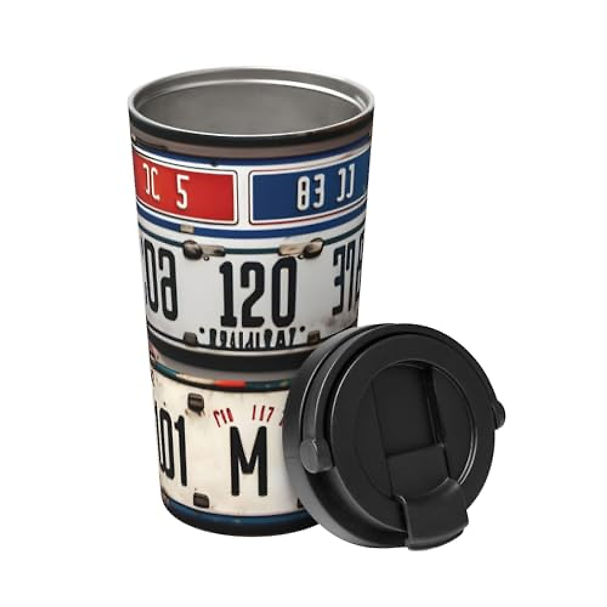 WANGXUEE Old License Plate Print 500ml Stainless Steel Travel Tumbler Double Wall Vacuum Insulated Coffee Mug