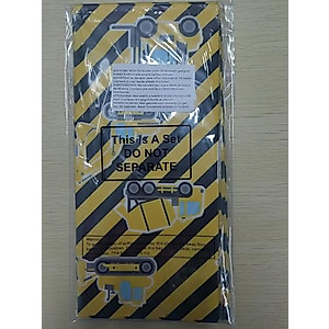 Gejoy 100 Pieces Construction Theme Cellophane Bags, Construction Theme Goodie Favor Bags, Truck Themed Candy Treat Bags Gift Bags with 100 Pieces Golden Twist Ties for Kids Boys Party Supplies Decorations