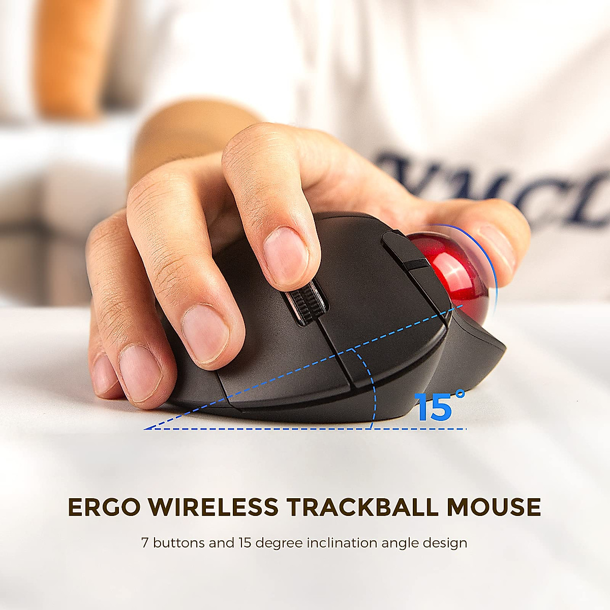 ECHTPower Trackball Mouse, Easy Thumb Control Ball Mouse, Precision and Smooth Tracking, Wireless Mouse Support 3 Device Connection(2.4G or BT), Rollerball Mouse for PC/Laptop/Mac/Windows