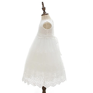 Meiqiduo Baby Girls Lace Party Dresses Infant Princess Wedding Gowns Birthday Formal Dress for Toddler