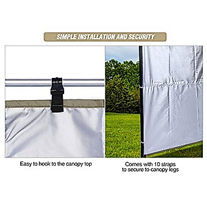 REDCAMP 10x6.2ft Instant Canopy Sidewall for 10x10ft Pop Up Canopy, 3 Pack Sunwall, Khaki