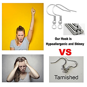 Stainless Steel Earring Hooks - 420 pcs Hypoallergenic Earring Making findings Parts Jewelry DIY Supplies Kits, with Earring Backs stoppers & Jump Ring