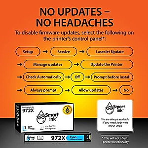 Smart Ink Compatible Ink Cartridge Replacement for HP 972X 972 X (Cyan) to use with PageWide Pro 477dw 577dw 452dw 477dn 452dn 577z 552dw P55250dw Printers
