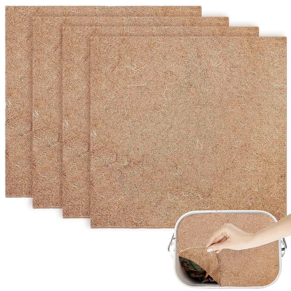 4 Pieces Worm Blanket,2 ftx2 ft Worm Blankets for CompostBin,Jute Fibre Worm Compost Blanket Fits Most Worm Bin Worm Farm for Keeping Worms Dark,Moist