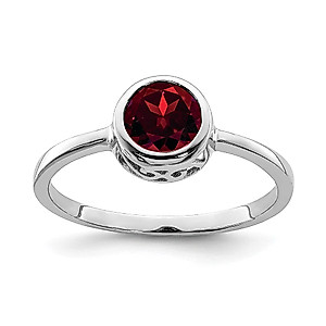 IceCarats 925 Sterling Silver Red Garnet Round Ring Gemstone Band January Birthstone Jewelry Size 7