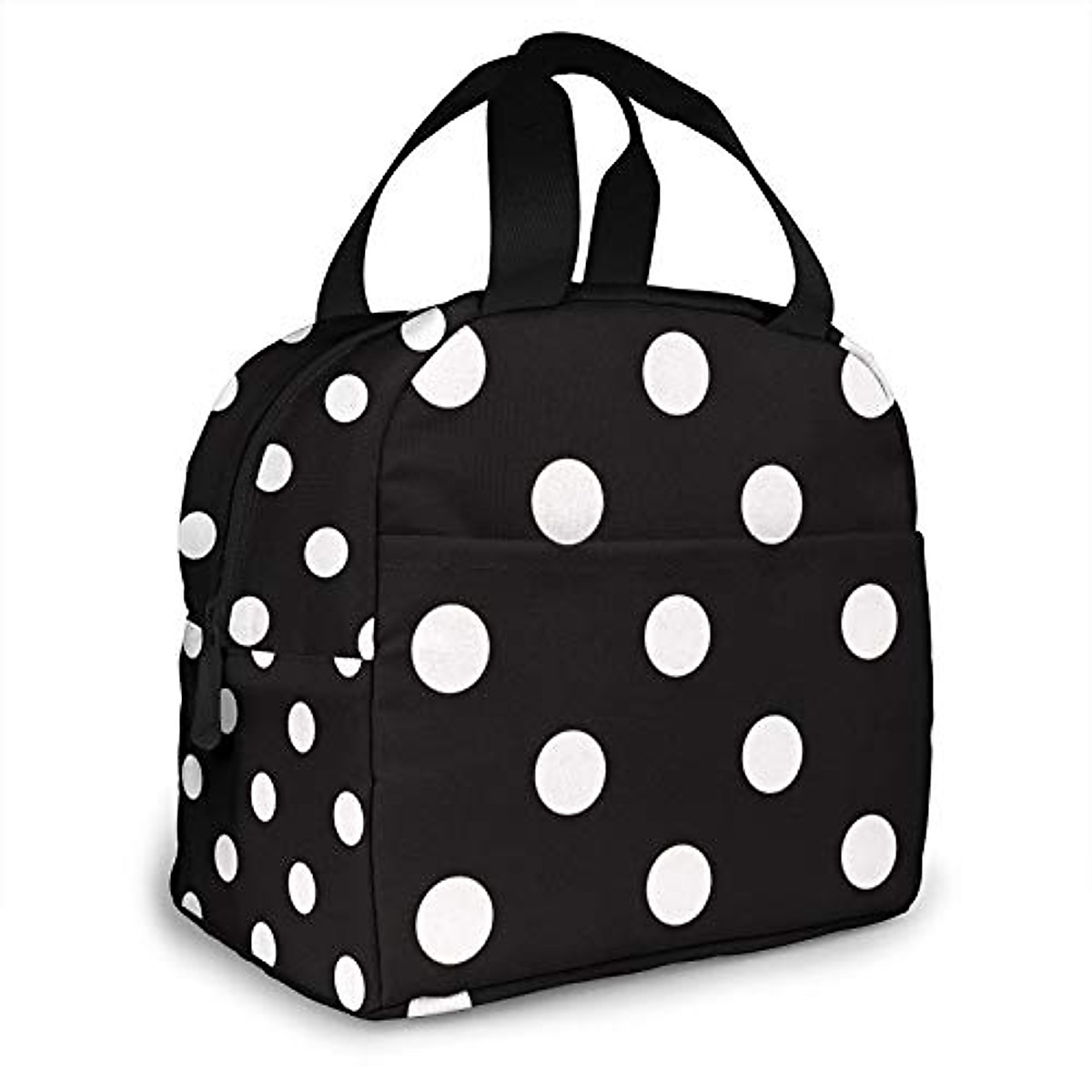 Kslai White and Black Polka Dot Lunch Bag Tote Bag Lunch Bag for Women Lunch Box Insulated Lunch Container