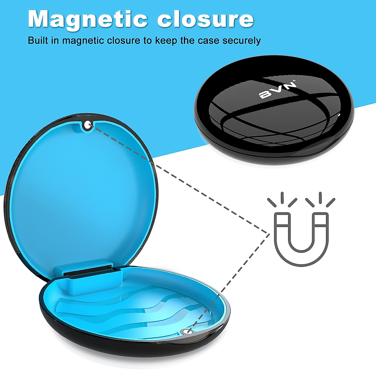 BVN Retainer Case Orthodontic Dental Case Slim Braces Case, Mouth Guard Case, Denture Case, Teeth Aligner Case, Night Guard Case Container Storage Holder Black.