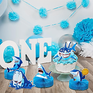 9 Pieces Shark Honeycomb Centerpiece Shark Table Centerpiece Shark Birthday Party Decorations Shark Theme Birthday Party Favors for Baby Shower Shark Sea Themed Birthday Party Supplies