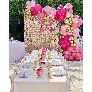 Bonropin Hot Pink Balloons 130pcs Hot Pink Balloons Garland Arch Kit 5/10/12/18 Inch Different Sizes Hot Magenta Latex Balloons for Baby Shower Birthday Wedding Bridal Princess Theme Party Decorations