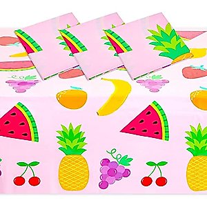 Tablecloth for Two-tti Frutti 2nd Birthday Party Decorations (Pink, 54 x 108 in, 3 Pack)