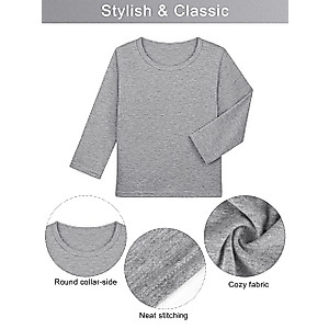 Cooraby 5 Pack Toddler Kids Long Sleeve T-Shirt Crewneck Tees Soft T-Shirt for Boys