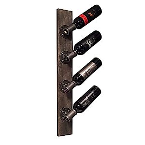 Creative Simplicity Vintage Bottle Holder Vintage Wooden Bar Holder Floating Shelves Metal Storage Organizer Wall Mount Creative Simplicity Wine Rustic Rack Decorative Design (4 Bottle Holder), PIBM