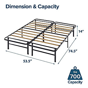 ZINUS SmartBase Essential Mattress Foundation with Bamboo Slats, Metal Platform Bed Frame, Sustainable Bamboo Slat Support, No Box Spring Needed, Easy Assembly, Full