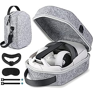 ANNAPRO Hard Carrying Case for Oculus Quest 2, Carrying Travel Case Compatible with Meta/Oculus Quest 2 Headset, Storage Bag for Quest 2 Accessories with Lens Cap Silicone Face Cover Adjustable Straps, Grey