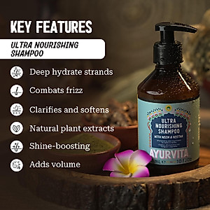 AyurVita Shampoo – Daily Nourishing Shampoo – Neem and Reetha Infused – Suitable For All Hair Types - Moisturizing, Strengthening & Lightweight Protection – Best Hair Growth Formula - 10 fl oz