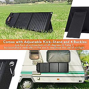 VTONCE 60W Solar Panel, Portable Foldable Solar Charger Kit with PD60W / USB QC3.0 / 18V DC Output for Power Station Generator, Phones, Laptops, Suitable for Outdoor, RV Travel, Camping and Home