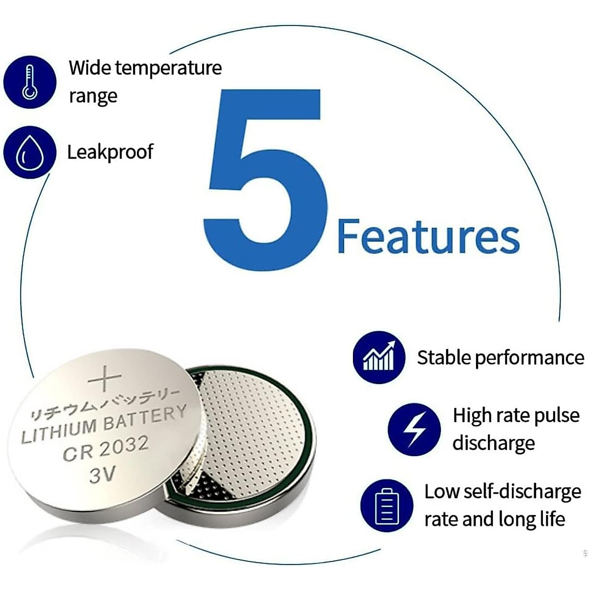 Cotchear CR2032 Lithium Batteries, 5Pack 2032 Battery 3V Lithium Battery BR2032 DL2032 ECR2032 CR 2032 for Car Remote Controls,Watch,Toys