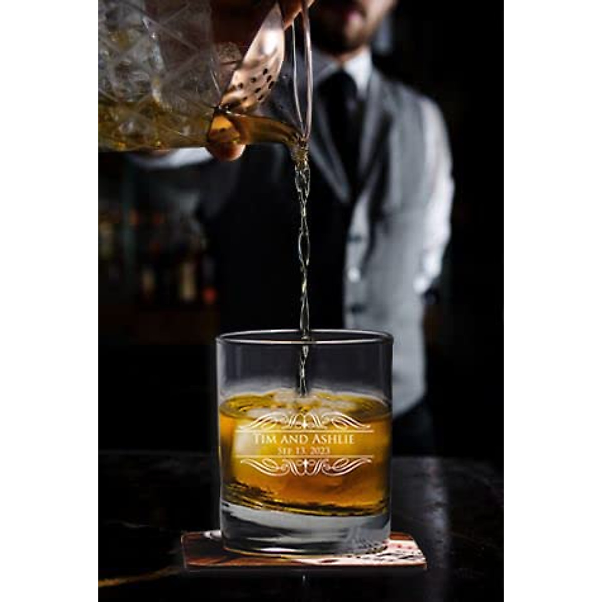 Etched Scotch Glass,Personalized Rocks Glass, Custom Whiskey Glass, Engraved Bourbon Glass, His and her name engraved scotch Glasses, Customized Snifter Glass