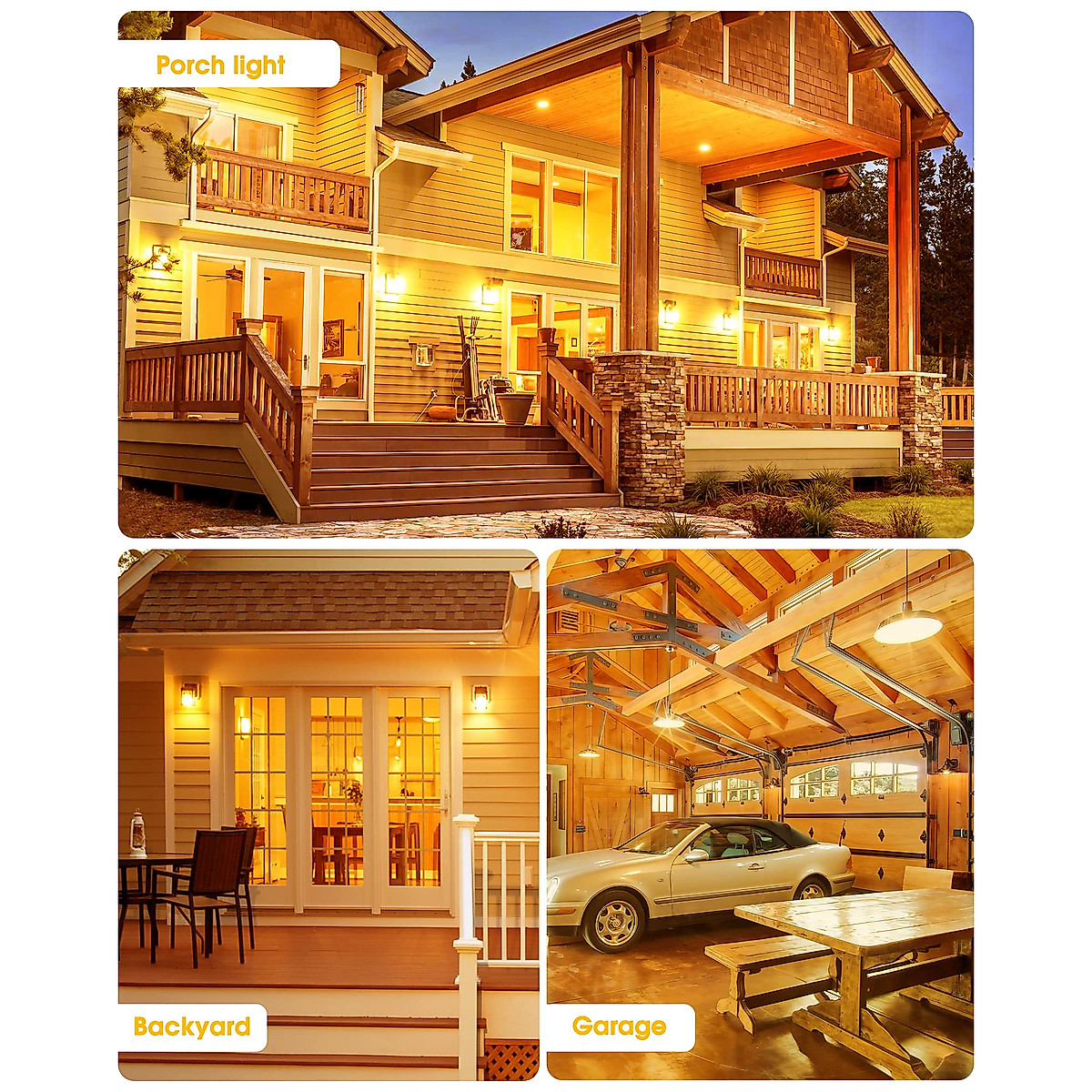 Bug Light Bulbs Outdoor, 40W Equivalent Amber Yellow LED Bug Lights for Outside, 6W 500LM 2000K for Porch Lights, Non-Attracting, Not-Dimmable A19 Bulb for Patio, Deck, Backyard, Hallway, 2 Pack