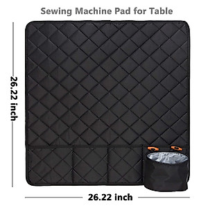 Garende Sewing Machine Mat with Storage Pockets Water-Resistant Sewing Machine Tools Organizer for Table Sewing Machine Pad (Black)