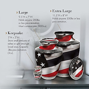 Red Line Firefighter Cremation Urn for Human Ashes for Funeral, Burial or Home. Cremation Urns for Ashes Adult Male Large Urns for Dad and Cremation Urns for Human Ashes Large