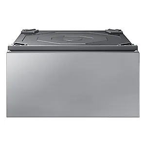SAMSUNG 27-Inch Bespoke Front Load Washer Dryer Pedestal Stand w/ Pull Out Laundry Storage Drawer, WE502NT, Silver Steel