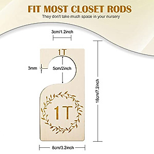 7 Pieces Baby Closet Size Divider Wooden Kids Closet Organizers Hanging Closet Dividers from 1T to 7T for Home Nursery Baby Kids Newborn Infant Clothes