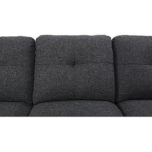 HomeStock Sophisticated Simplicity Sectional Sofa with Ottoman, Living Room Set, Left Facing Chaise, 2 Cup Holders, 2 Throw Pillows, Tufted Back and Seat - 99.5" D x 67" W x 32" H Dark Gray