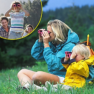 ESSENSON Binoculars for Kids Toys Gifts for Age 3-12 Years Old Boys Girls Kids Telescope Outdoor Toys for Sports and Outside Play Hiking, Bird Watching, Travel, Camping, Birthday Presents (Pink)