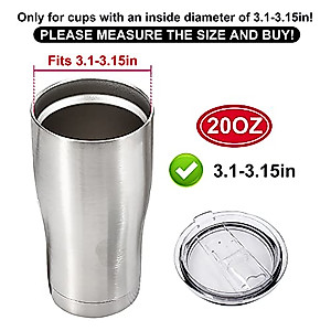 2 Replacement Lids for 20oz Stainless Steel Tumbler Travel Cup - Fits OF 3.2 INCH Yeti Rambler RTIC and others- Sliding(Transparent)