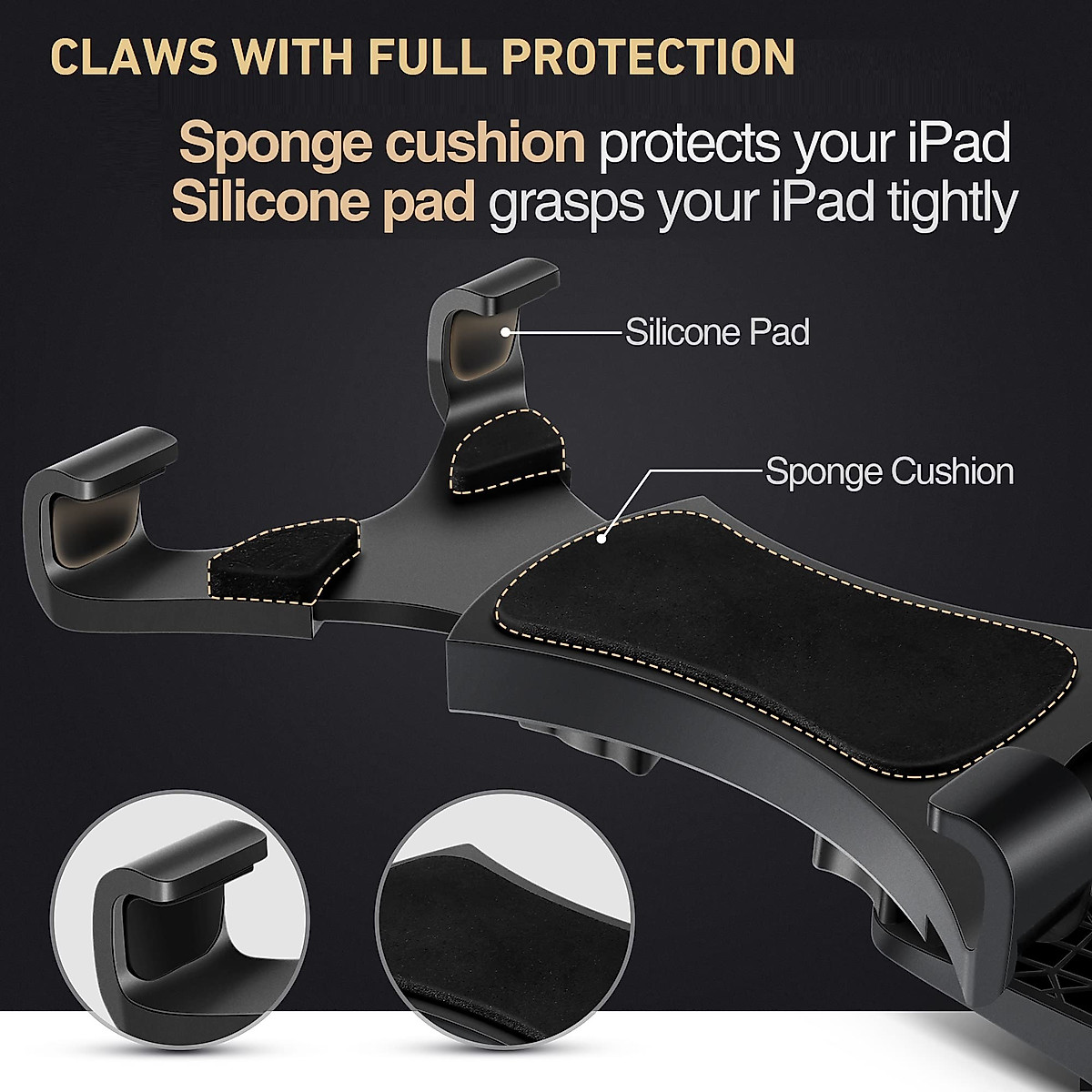 360 Degrees Rotatable Heavy Duty Pad Tripod Mount, Universal Clamping Tablet Holder Break-Resistant Anti-Wobble, Pad Tripod Holder Adapter