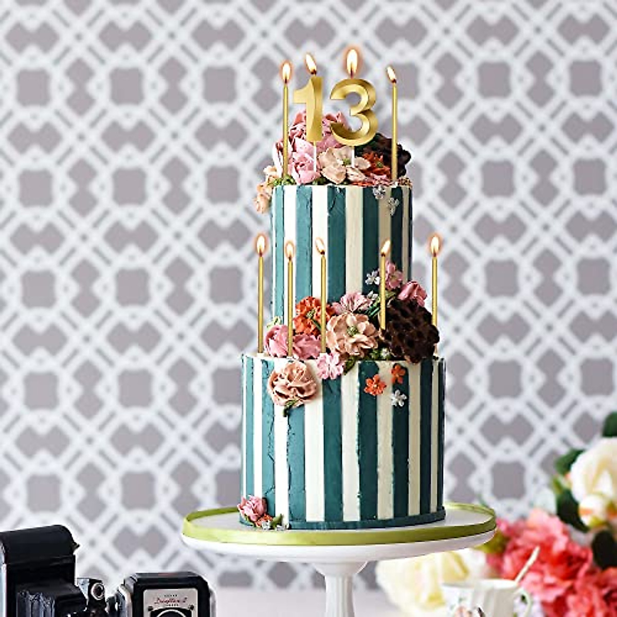 Comluge 5.5 Inch Gold Number 2 Birthday Candle 12 Pcs 5.2 Inch Gold Tall Long Birthday Candles (2, Gold)