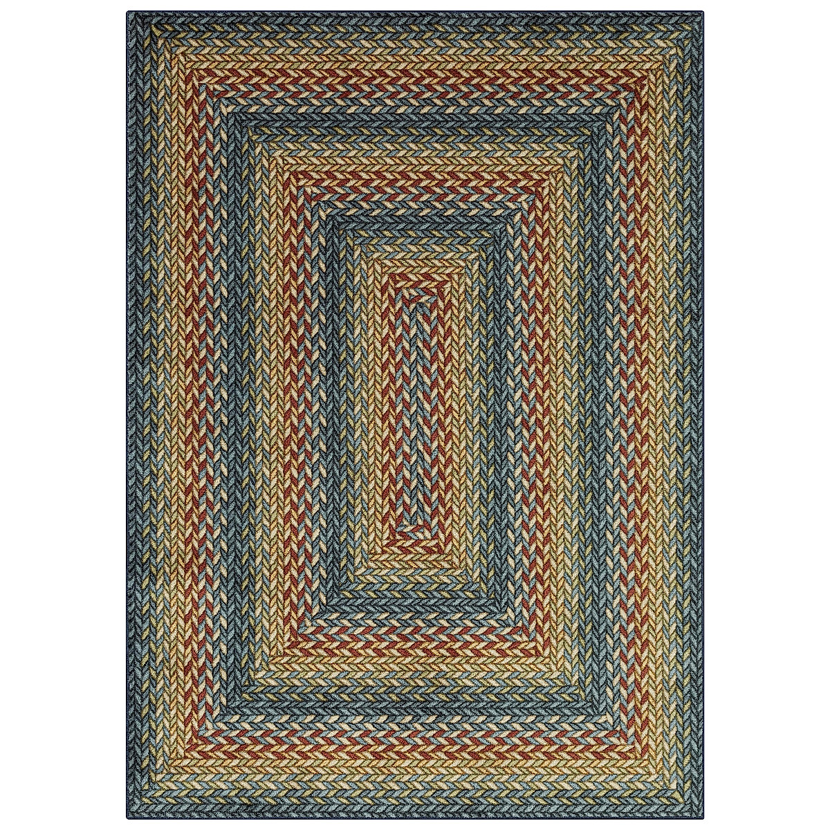 Maples Rugs Marion Braid Livingroom & Bedroom Rugs Non Skid Area Carpet [Made in USA], Multi, 5' x 7'